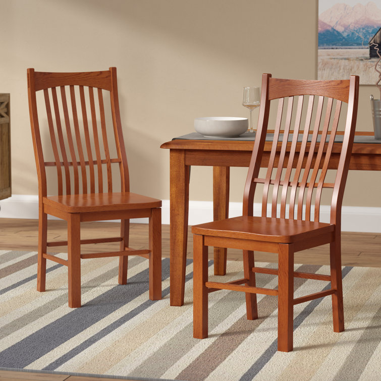 Loon Peak® Corwin Solid Wood Slat Back Side Chair In Brown And Reviews